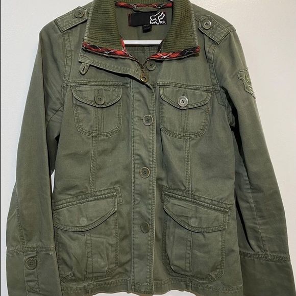 Fox | Jackets & Coats | Foxracing Womans Army Green Military Style Zip ...